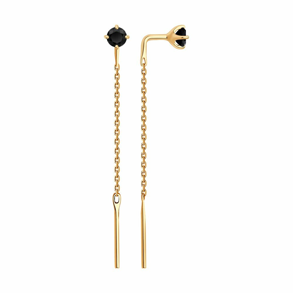 Серьги, красное золото, 585 проба, турмалин