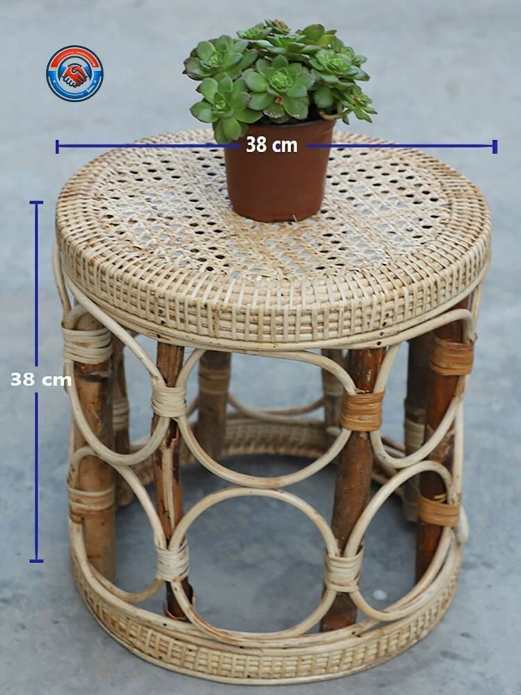 Круглый бамбуково-ротанговый табурет ручной работы, плетеный пуф для кухни, гостиной, спальни или балкона, эргономичный табурет-подставка из натуральных материалов