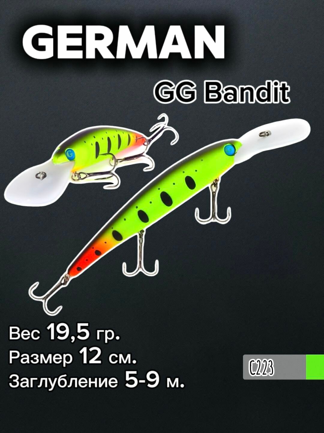 Воблер для троллинга Bandit 120мм 19.5гр. GG German Bandit C223