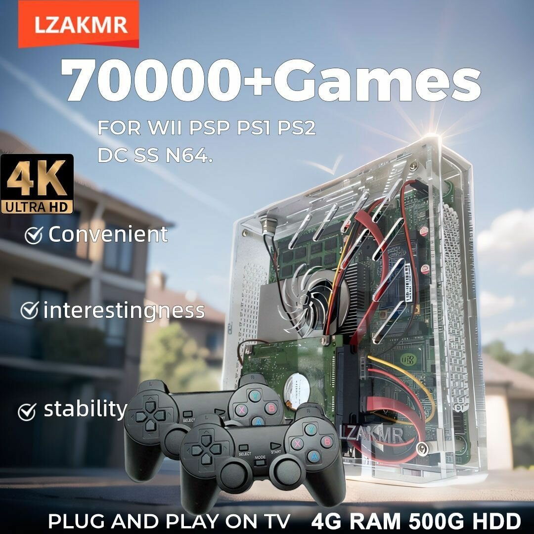 Эксклюзивная консоль U7 с 500GB HDD и Windows11, оснащенная процессором I33110M, предлагает свыше 70000 Retro игр и 60 эмуляторов для Wii, PS2, SS, DC, PSP Batocera