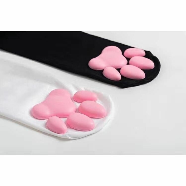 Кошачьи чулки 3D, трехмерные, длинные, милые, в японском стиле, с кошачьими лапками, двумерные, для косплея, аниме, наколенники, лолита, с подкладкой