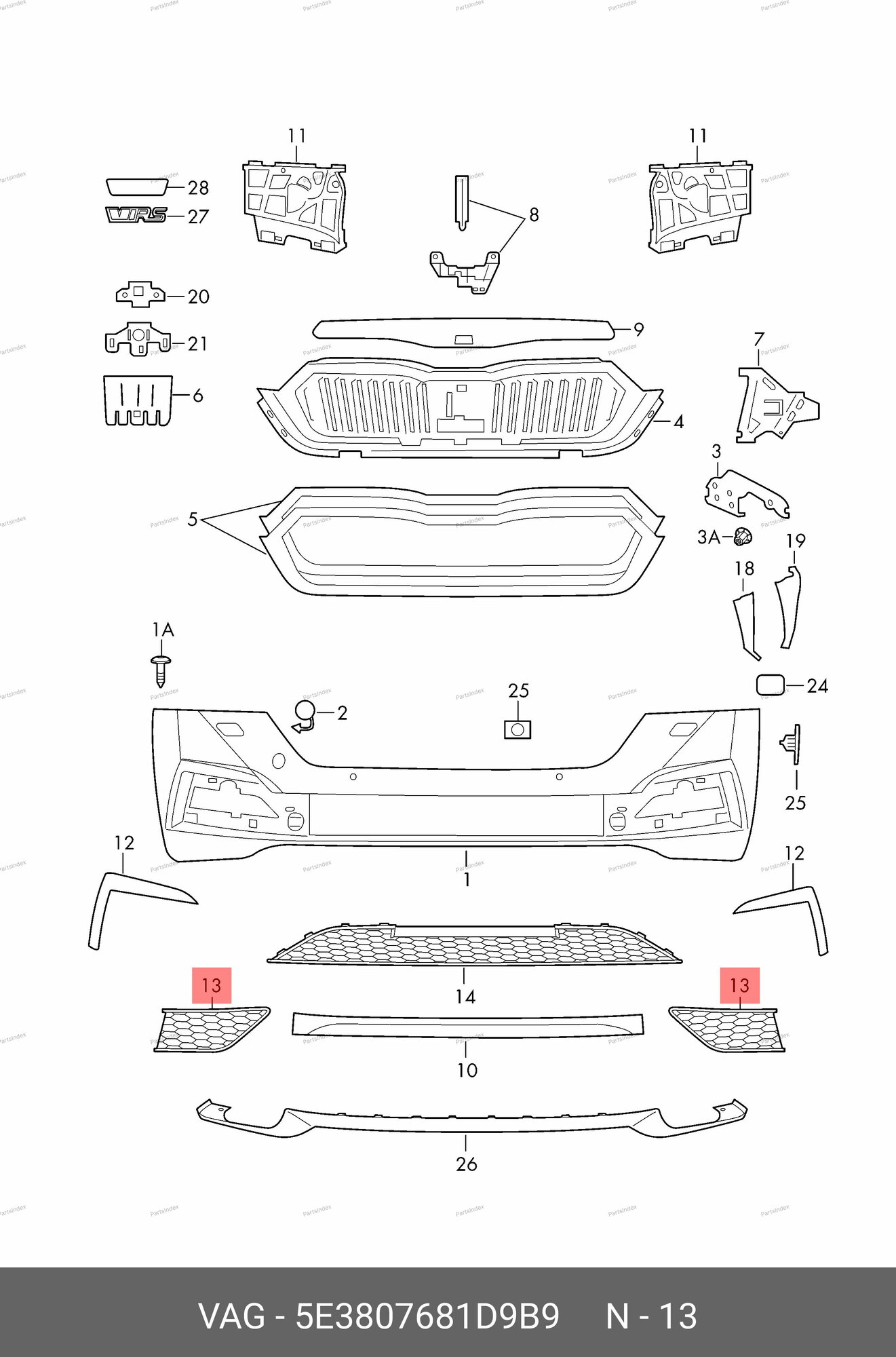 Накладка противотуманной фары, VAG 5E3807681D9B9