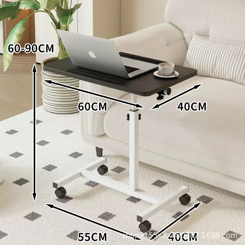 Столик передвижной для ноутбука на колесиках, Белый/чёрный 60×40cm