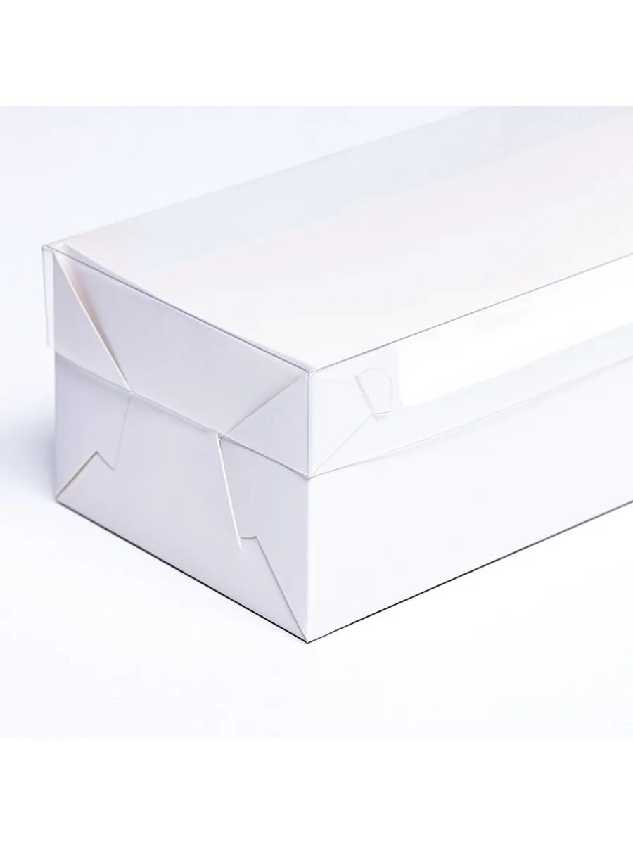 Белая коробка для рулетов и тортов, 30х11х8 см