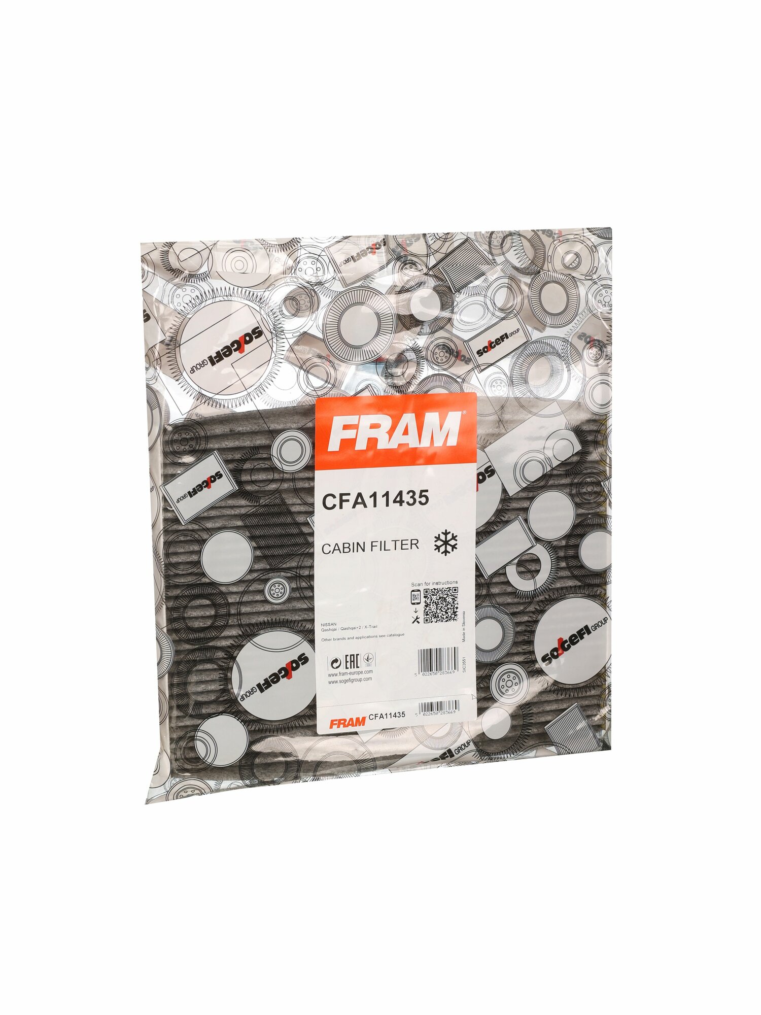 Фильтр воздушный салона угольный FRAM (CFA11435) — фото 1