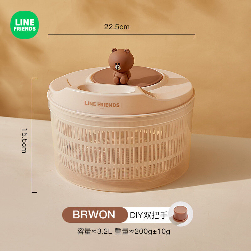 Сушилка для овощей LINE FRIENDS, бытовая пресс-мойка, отжимная сушилка для овощей, корзина для салата, сушильная корзина для овощей