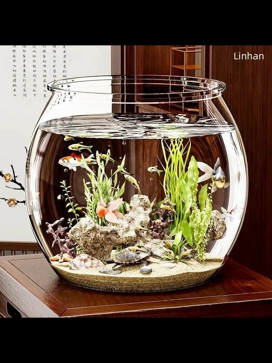 Круглый аквариум, небьющийся, 32л: Прозрачный