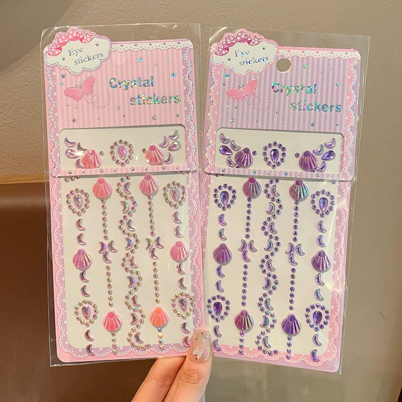 Детские наклейки с алмазами для лица, наклейки для сценического макияжа для девочек, наклейки для рисования на лице для