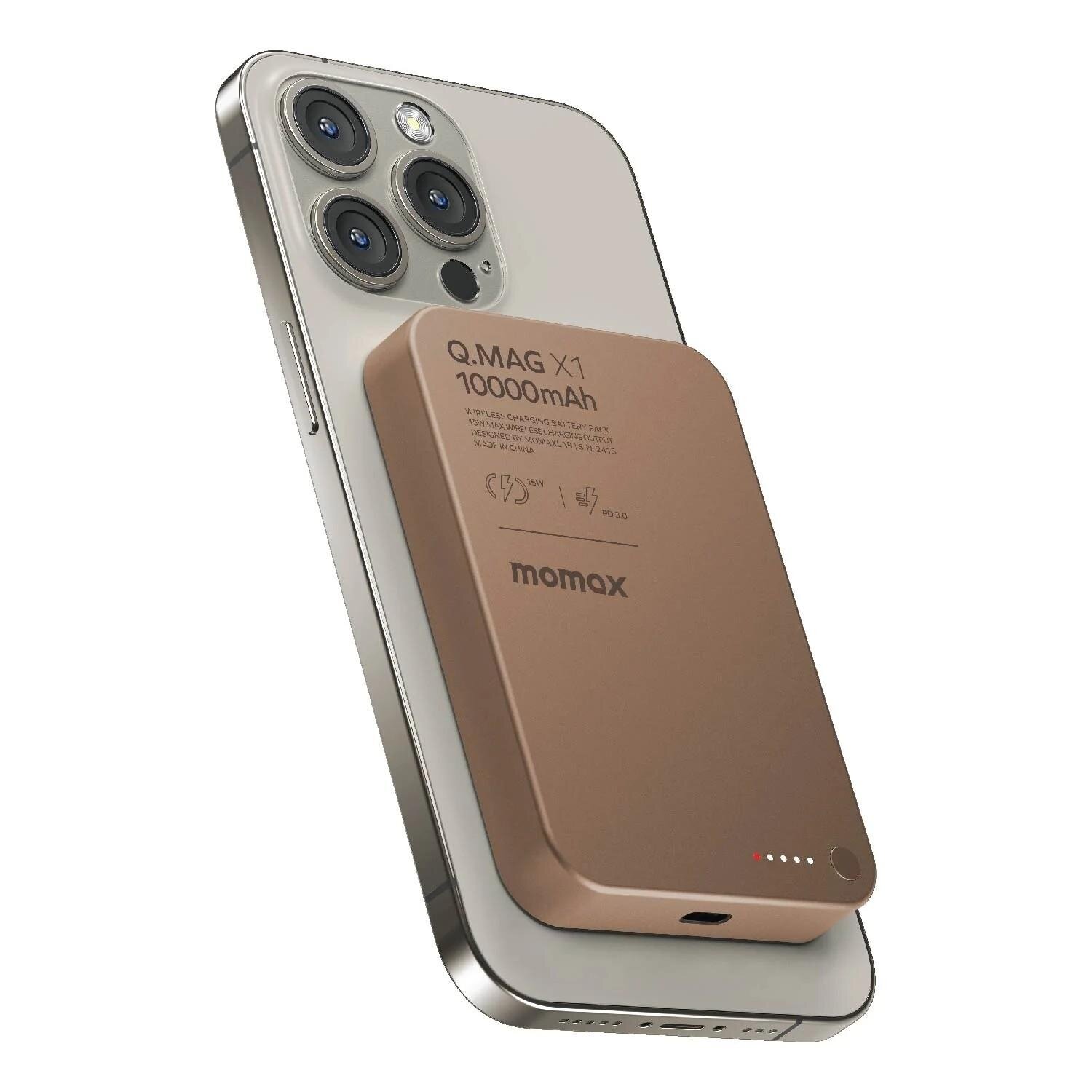 Powerbank магнитный с MagSafe Momax Q.Mag X1 10000mAh, золотой