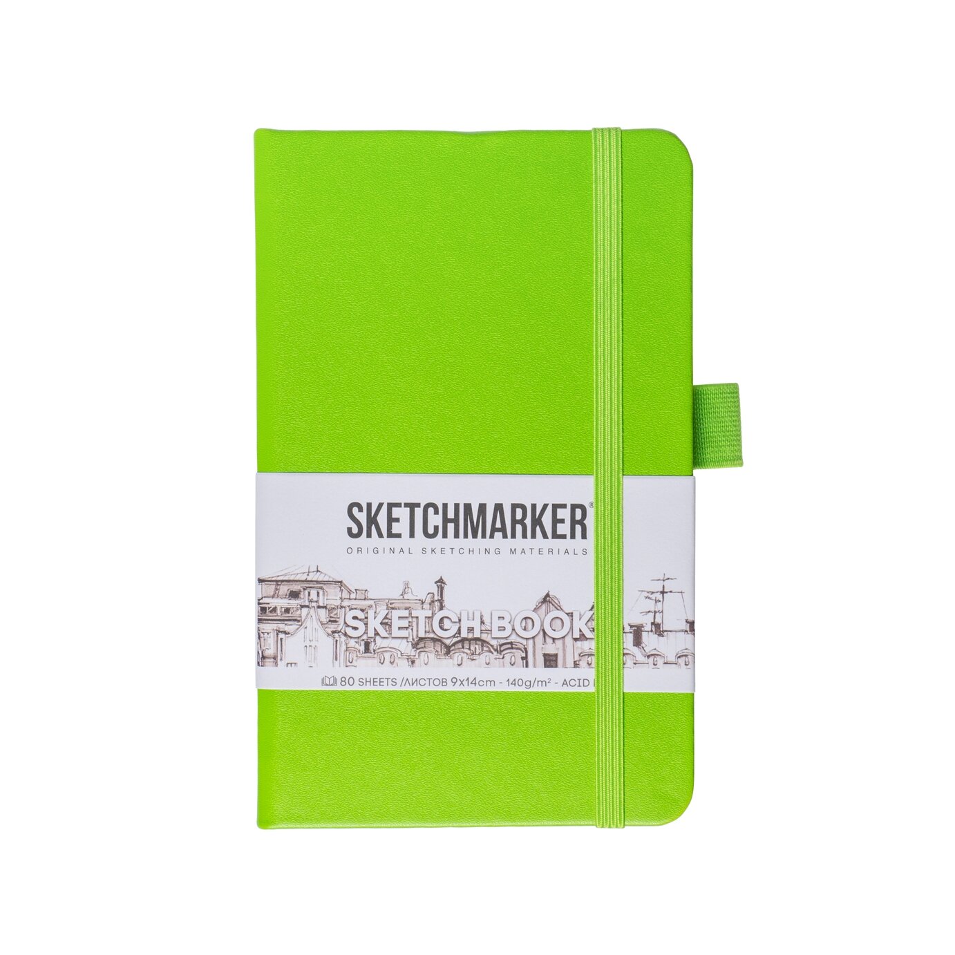 Скетчбук для графики SKETCHMARKER 140г/кв. м 90х140мм 80л. зеленый луг