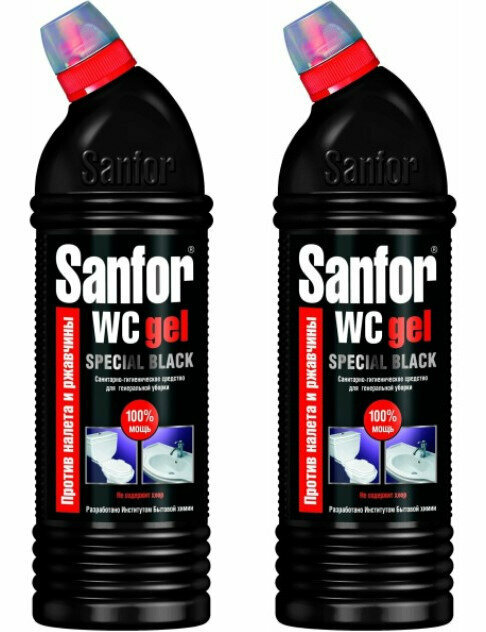 Sanfor WC Gel Средство для чистки и дезинфекции BLACK 1 л, 2шт
