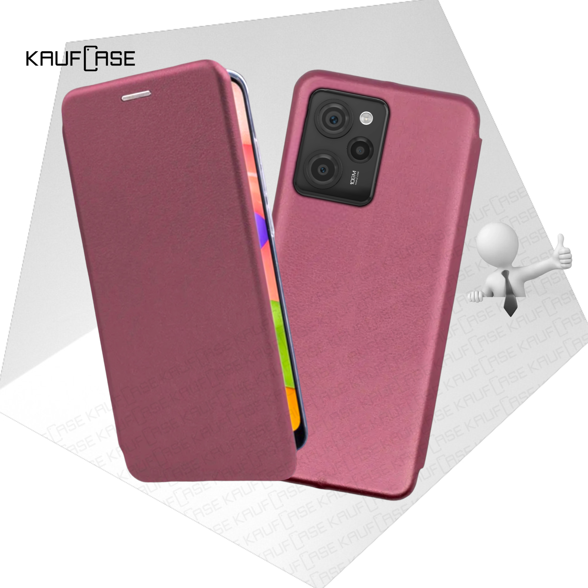 Чехол книжка для телефона Xiaomi Poco X5 Pro (6.67"), бордовый. Текстура под кожу
