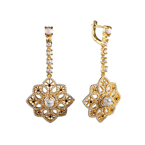 Серьги ELEMENT47, серебро, 925 проба, фианит