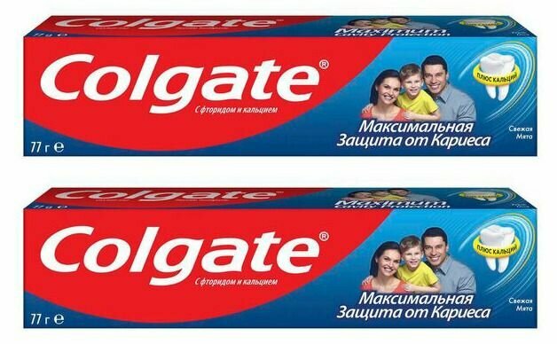 Colgate Зубная паста Максимальная защита от кариеса, Свежая мята, 50 мл, 2 штуки