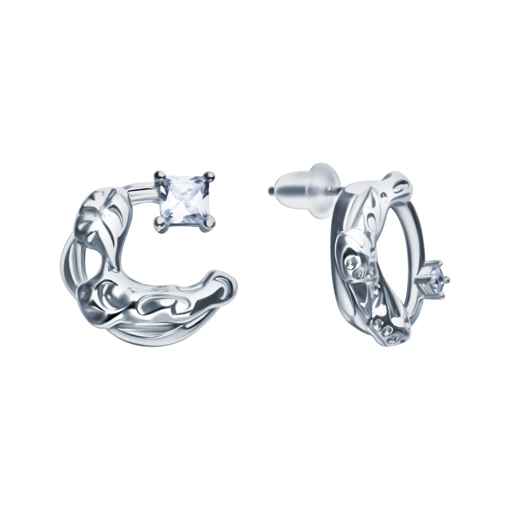 Серьги, серебро, 925 проба, фианит
