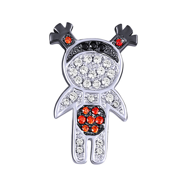 Брошь ELEMENT47, серебро, 925 проба, фианит