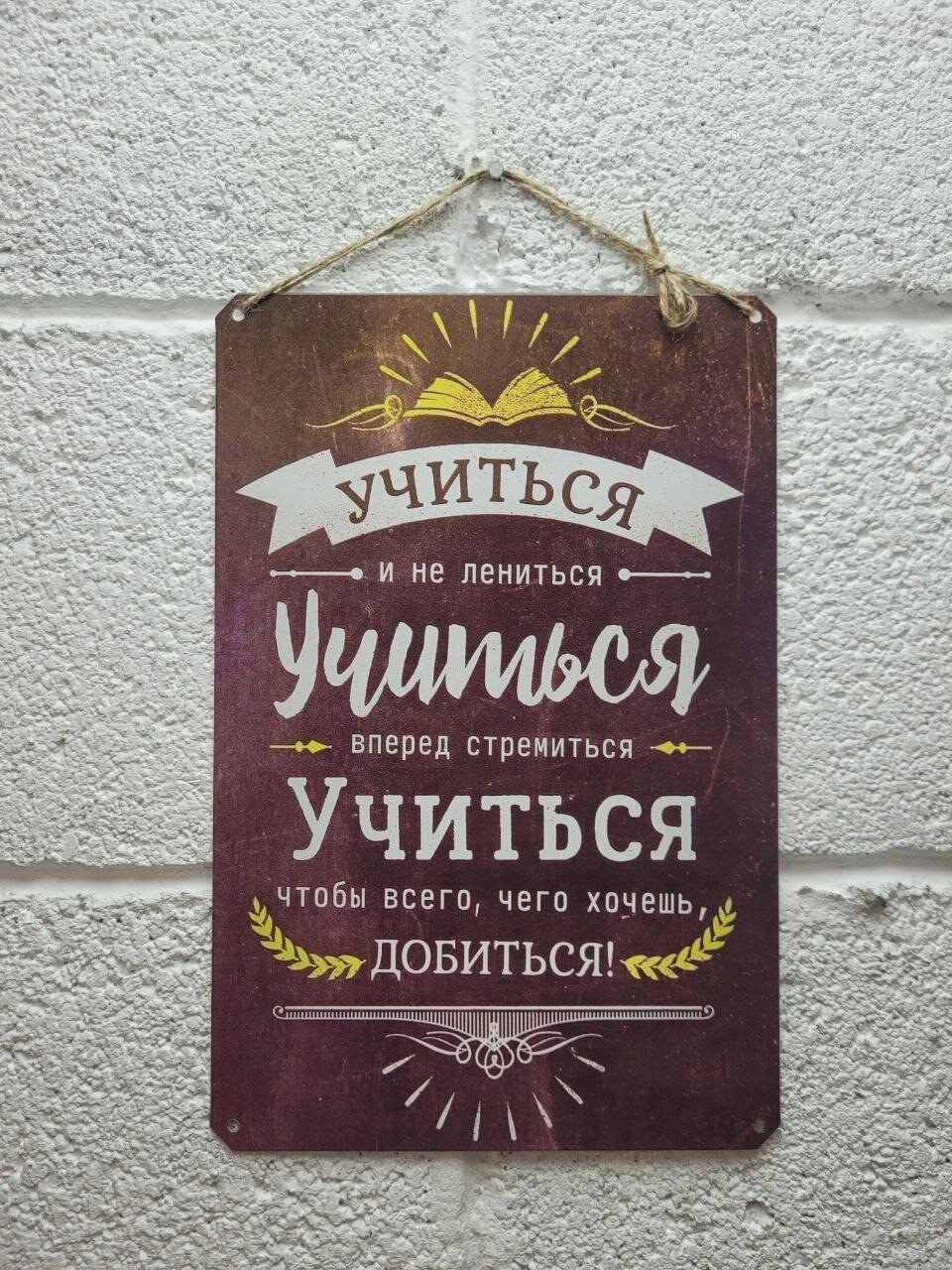 Прикольные подарки, учиться мотивация постер на стену 20 на 30 см. шнур-подвес в подарок