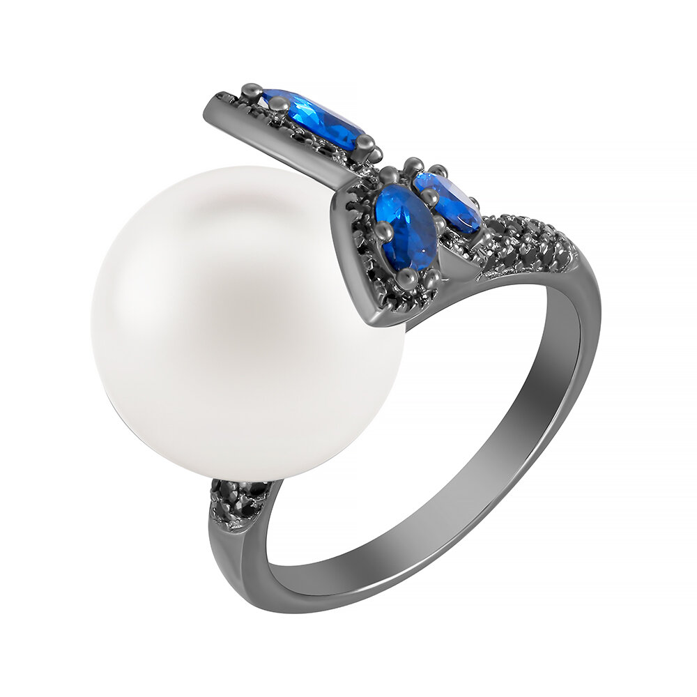 Кольцо, серебро, 925 проба, жемчуг