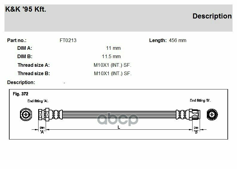 FT0213 K&K Тормозной шланг K&K арт. FT0213