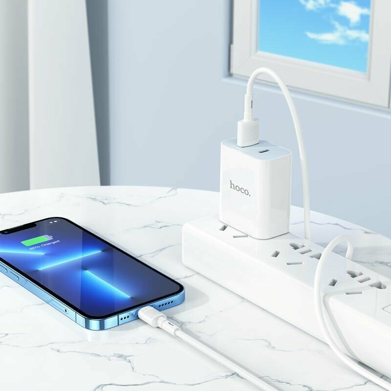Кабель hoco X83, USB - Apple Lightning, 1М, белый — фото 1