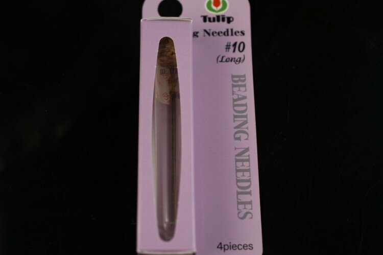 Иглы для бисера Tulip TBN-001e, размер 10 (Long), диаметр 0,46мм, длина 51мм, золотое ушко, 1уп (4шт в стеклянной тубе)