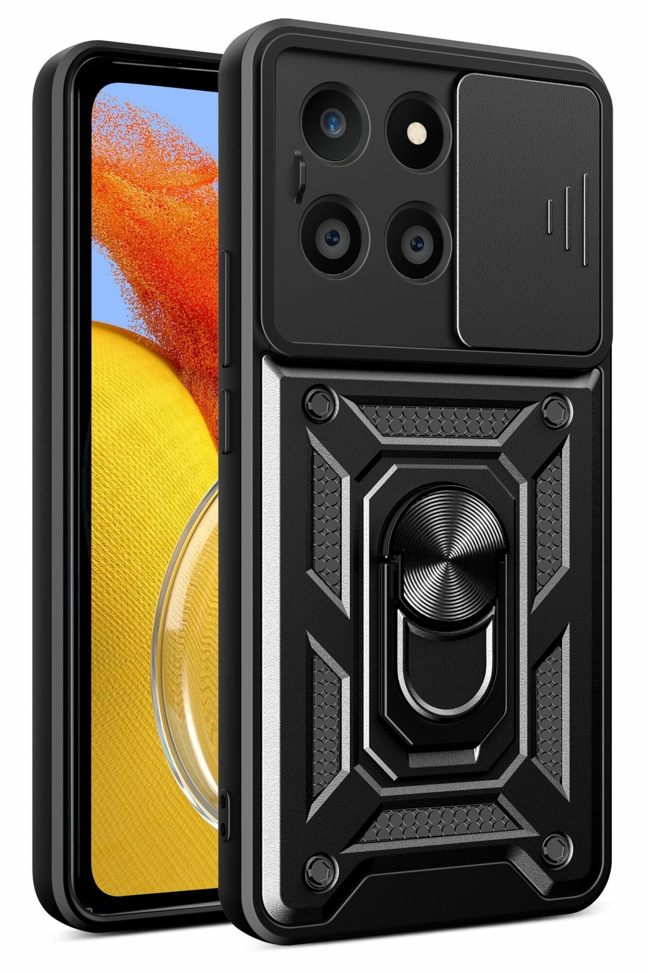 Чехол противоударный для Honor X6A / Хонор Х6А с защитой камеры armors (Черный)
