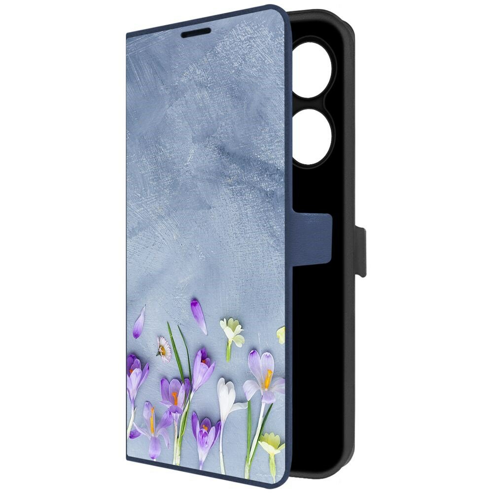 Чехол-книжка Krutoff Eco Book для INFINIX Hot 40 Цветочное настроение (синий)