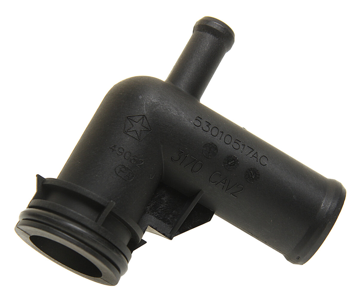 Патрубок ГАЗ-31105 дв. Крайслер термостата пластмассовый АВТОДЕТАЛЬ52