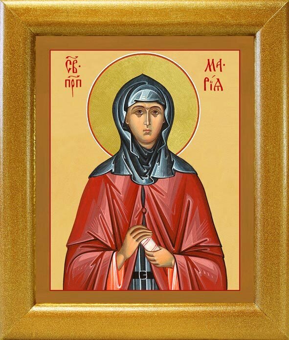 Преподобная Мария Константинопольская, Палестинская, икона в широкой деревянной рамке 19*22,5 см