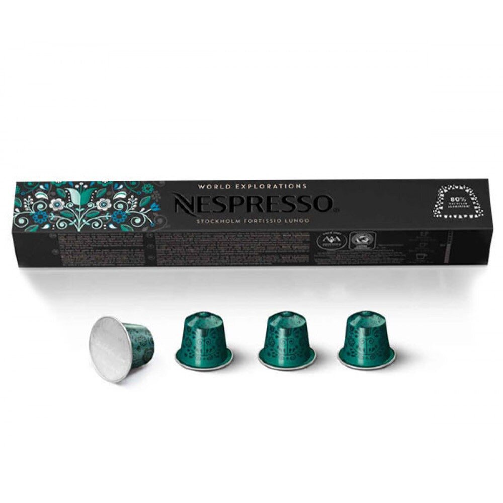 Кофе в капсулах Nespresso World Explorations Stockholm Fortissio Lungo, интенсивность 8, 10 кап. в уп,