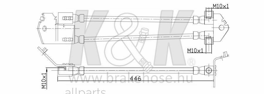 K&K FT2544 Шланг тормозной FORD Transit Platform/Chassis (FM_Y FN_Y) 2.4 DI 01.00-05.02