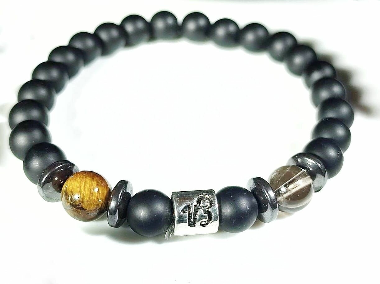 Браслет, раухтопаз, тигровый глаз