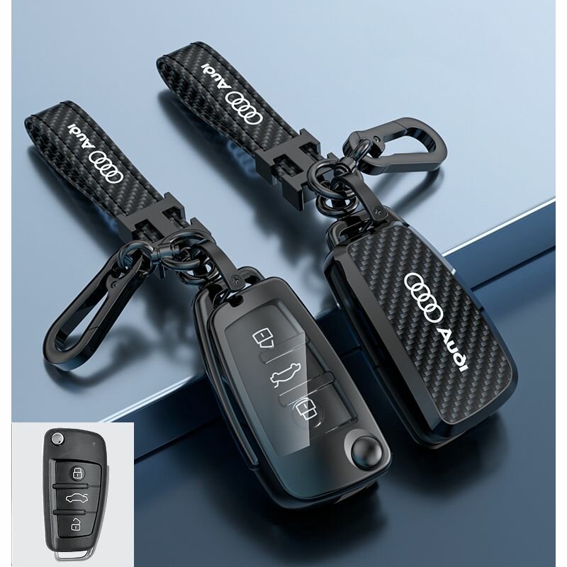 Металлический чехол для ключа Audi с ремешком и карабином