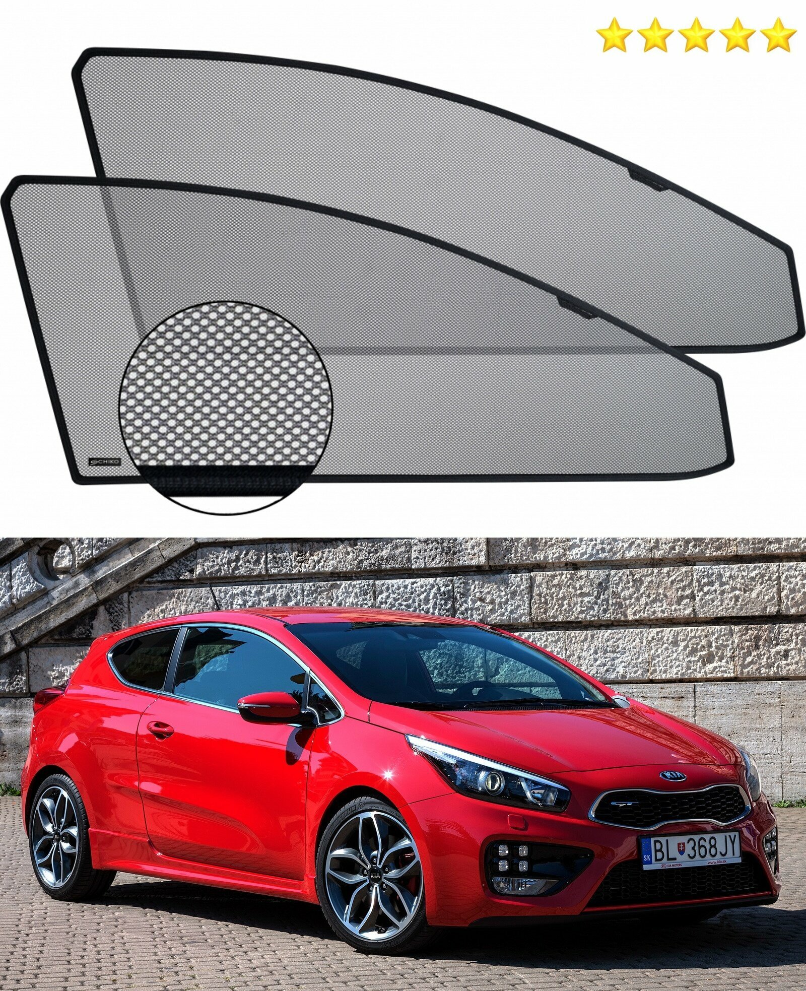 Солнцезащитный экран шторки на автомобиль Kia Pro ceed Киа Про сид (JD 2013-2018)