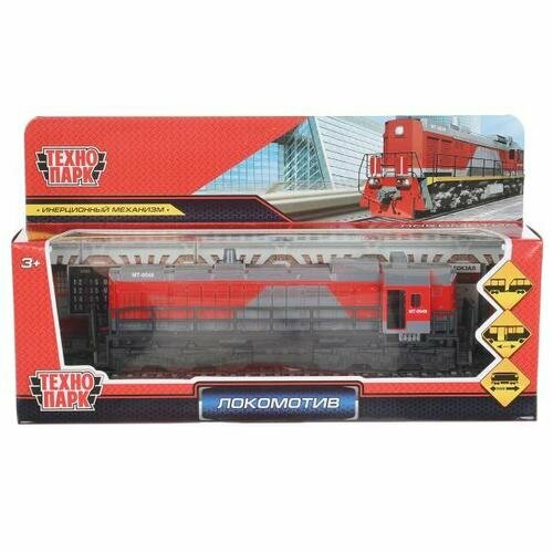 Модель металл локомотив 19 см, двери, инерц, красн, кор. Технопарк в кор.2*24шт