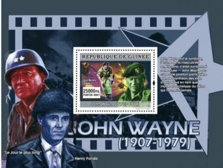 Почтовые марки Гвинея 2007г. "Кино - Джон Уэйн 1907-1979" Кино, Актеры, Военные MNH