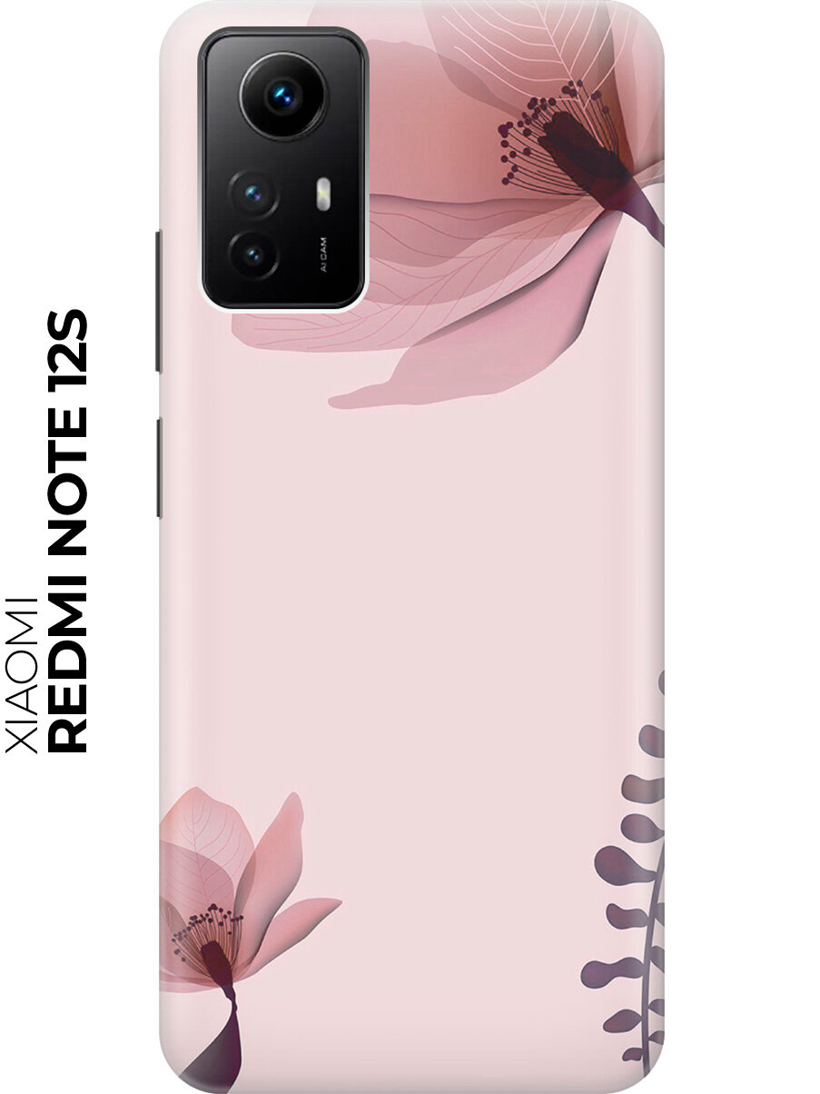 Силиконовый чехол на Xiaomi Redmi Note 12s / Сяоми Редми Ноут 12с с рисунком "Два цветка на розовом"