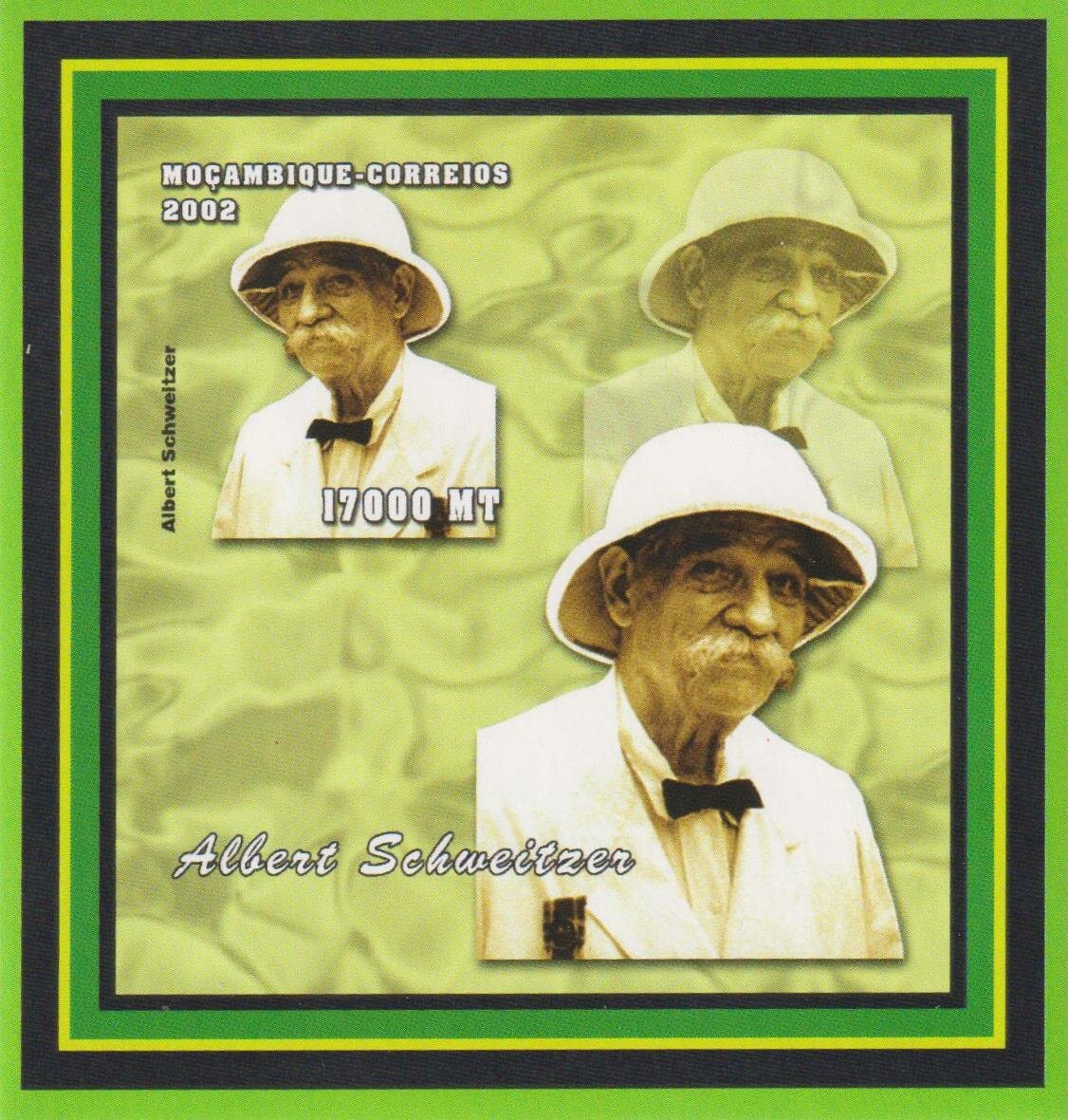 Почтовые марки Мозамбик 2002г. "Альберт Швейцер" Лауреаты Нобелевской премии, Ученые, Врачи MNH
