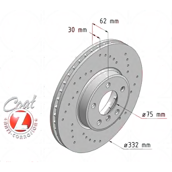 ZIMMERMANN 150.1298.52 (34116756045 / 34116765457 / 34116794300) диск торм BMW (БМВ) x5 e53 00- / x3 e83 06- пер вент