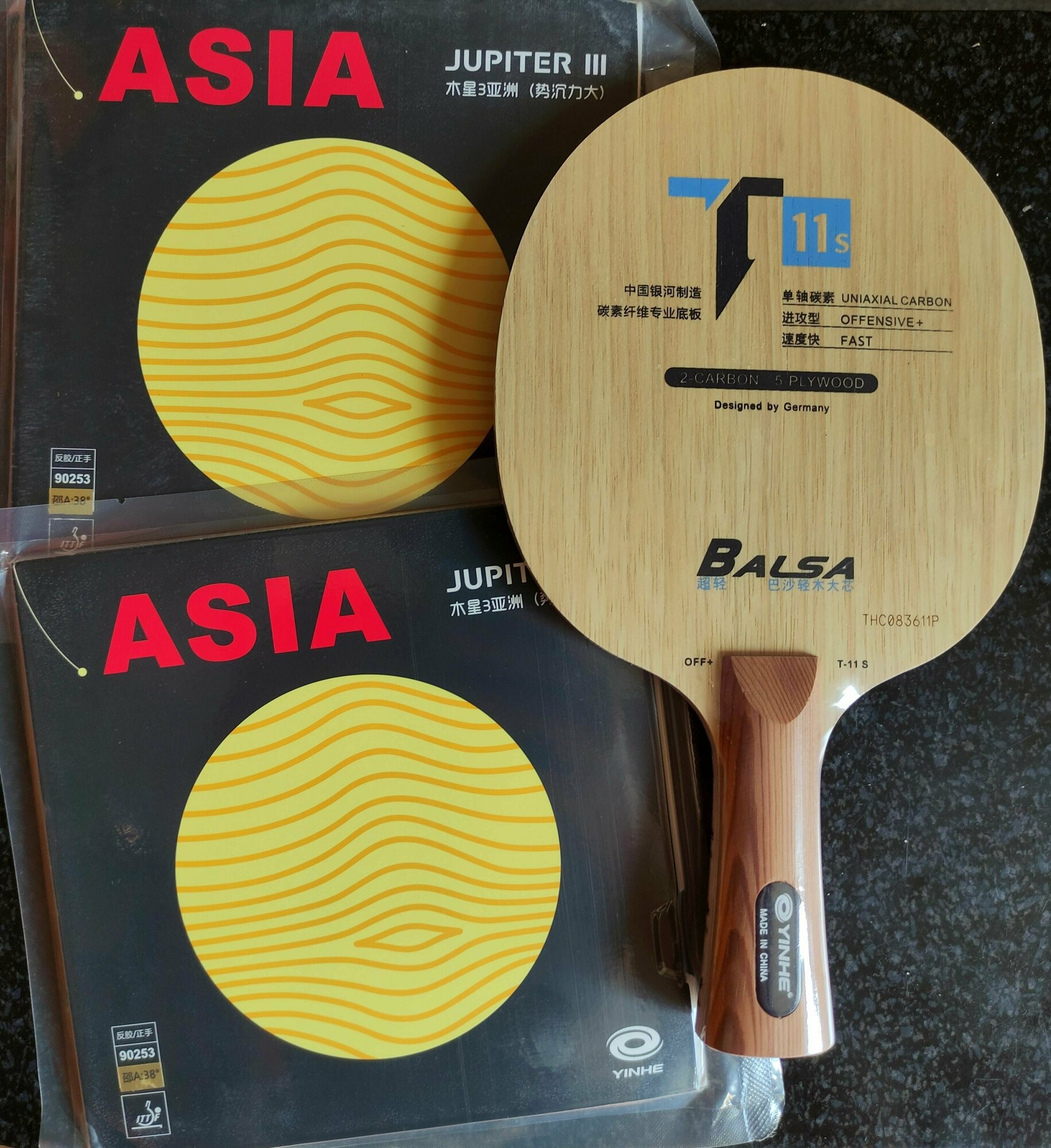 Ручная сборка! Профессиональная ракетка! Yinhe Balsa T11s ( OFF+ ) + Jupiter 3 (Атака вращениями)