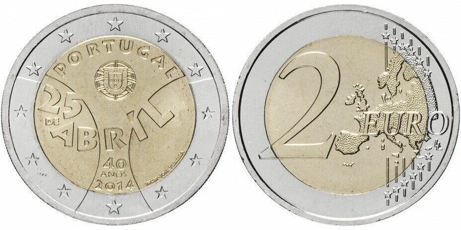 Португалия 2 евро, 2014 40 лет Революции гвоздик UNC