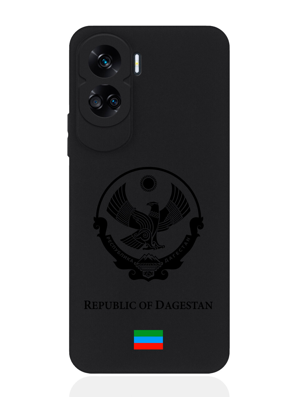 Черный силиконовый чехол SignumCase для Honor 90 Lite Черный лаковый Герб Дагестана
