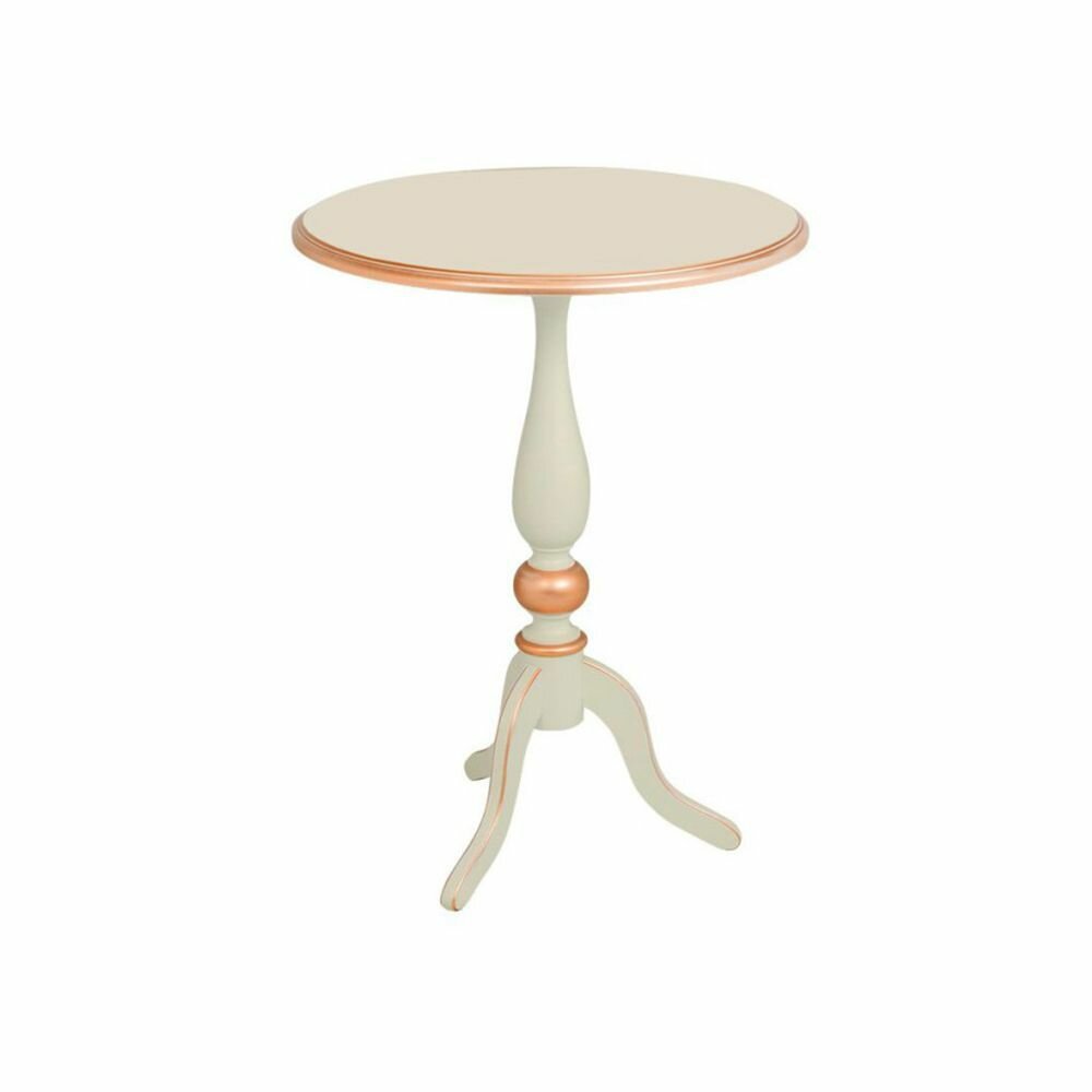 Столик кофейный круглый гала D.600, эмаль слоновая кость + патина беж