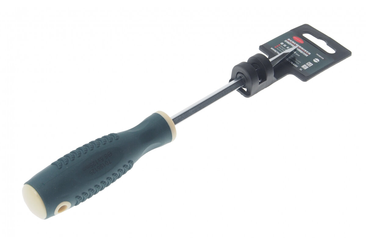 Отвертка шлицевая магнитная ROCKFORCE RF-70165125 "Profi", S2, SL6.5х125 мм, пластиковый держатель