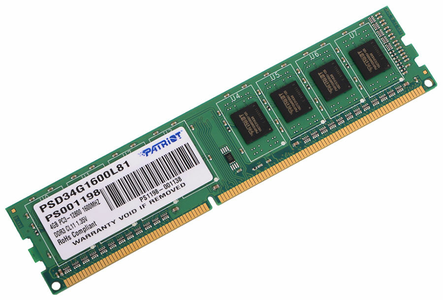 Оперативная память Patriot Memory DDR3L 4GB 1600MHz Signature Line (PSD34G1600L81)
