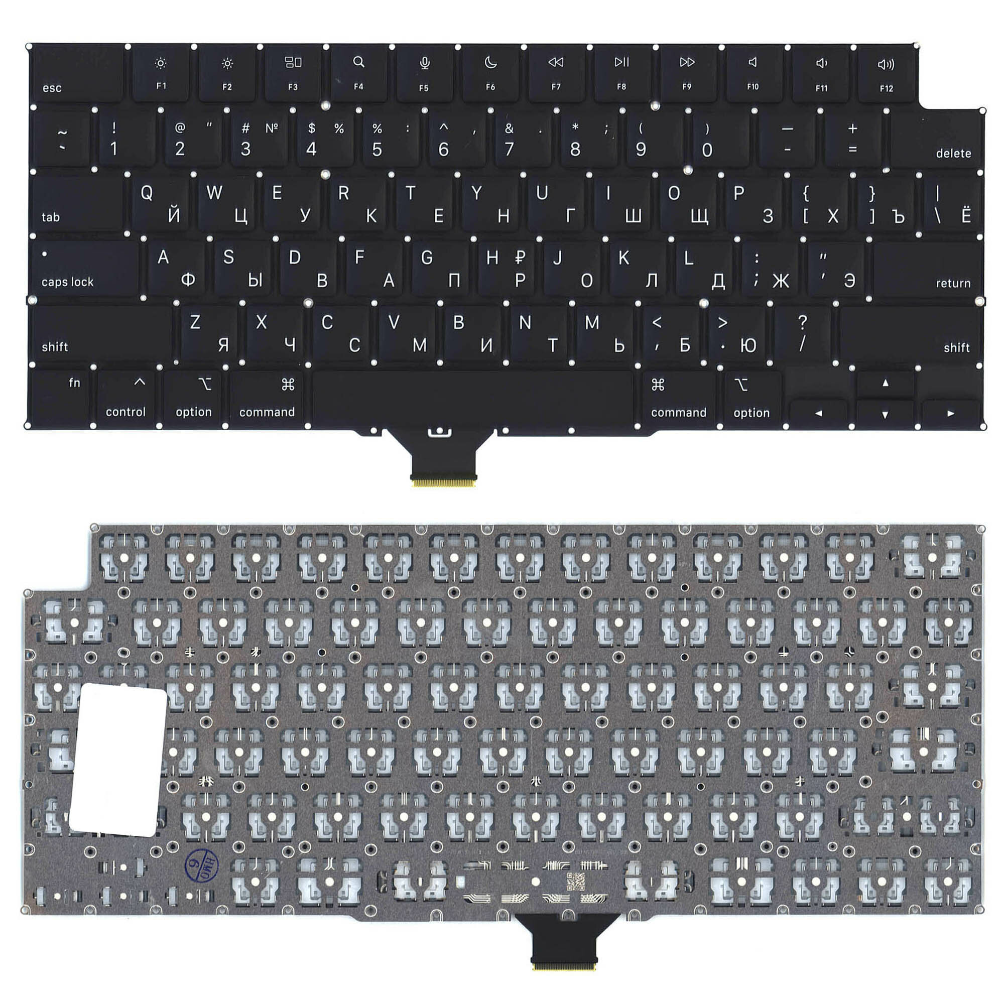 Клавиатура для ноутбука MacBook Pro 14 16 A2442 A2485 Late 2021 черная, плоский Enter