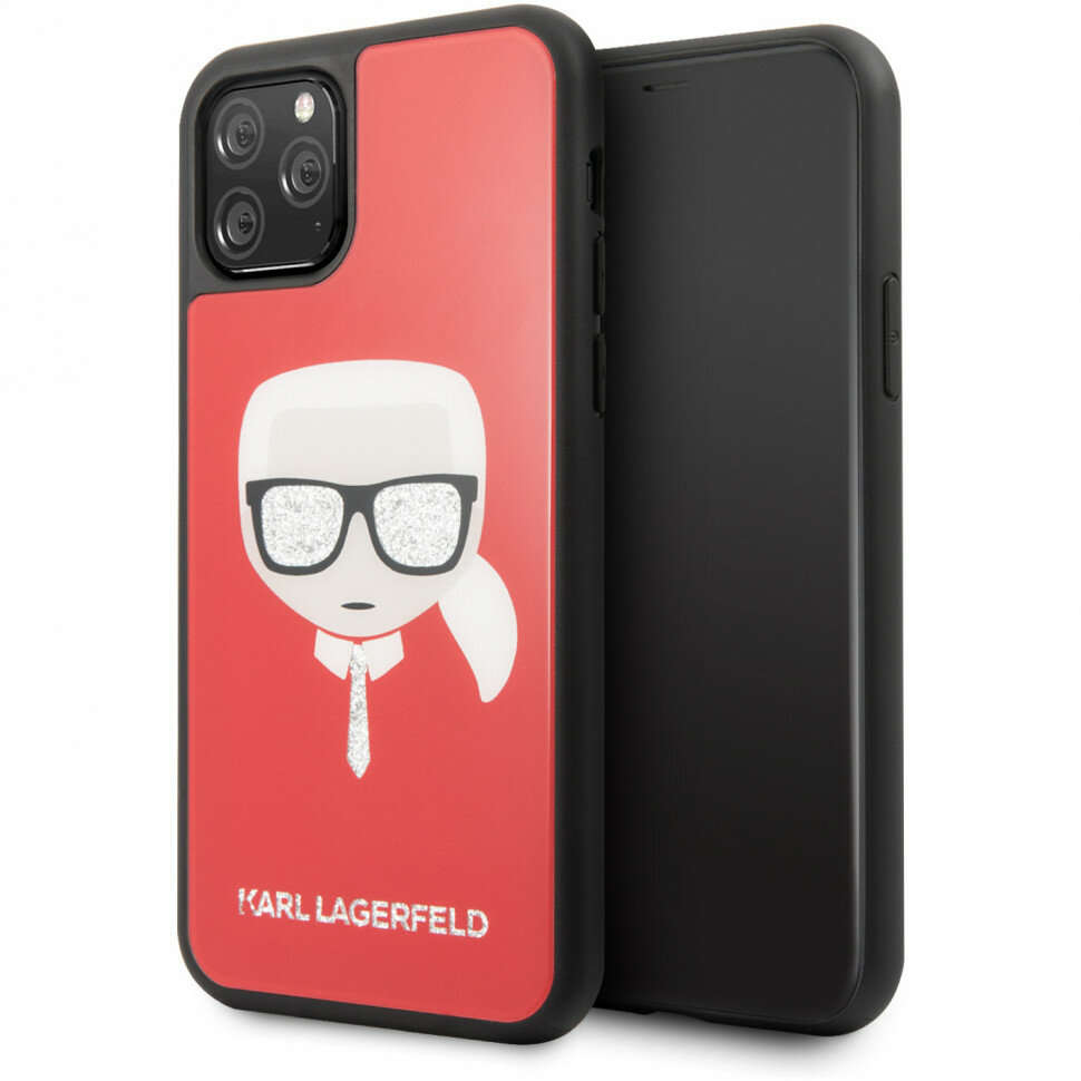 Чехол Lagerfeld для iPhone 11 Pro Double Layer Karl's Head Hard Glass Red