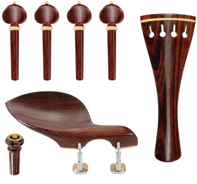 Viola accessory set Acura Meister Ultimo AS-ASGRL322 - Ultimo grade viola accessory set of rosewood with boxwood trim. Hill pegs, tailpiece of round design, Guarneri chin rest with English mount and inSight end pin.