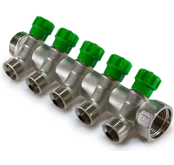 TIM Коллектор регулируемый 45° ЕК 3/4"г/ш х 1/2ш (евроконус) - 5 выходов MR135N-3/4-5