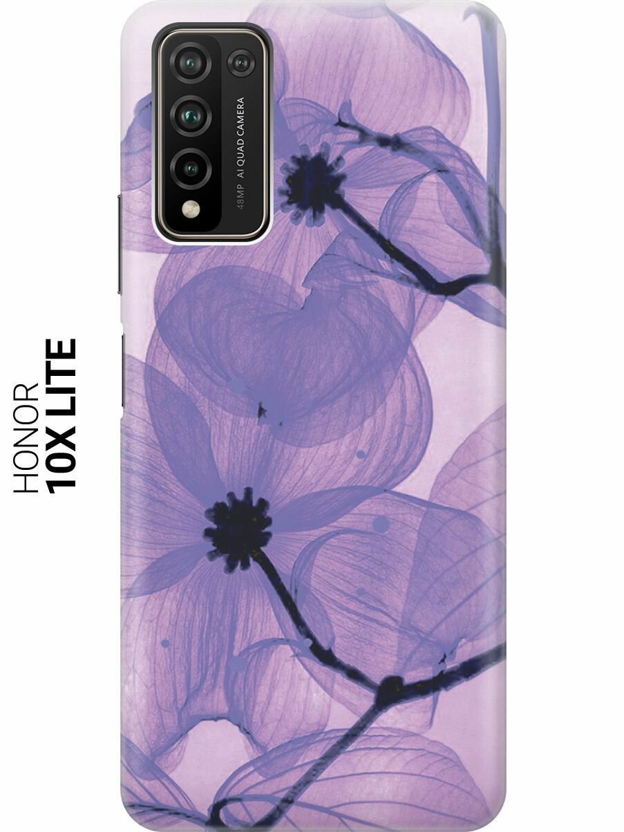 Силиконовый чехол на Honor 10x Lite, Хонор 10Х Лайт с принтом "Цветы в сиреневом"
